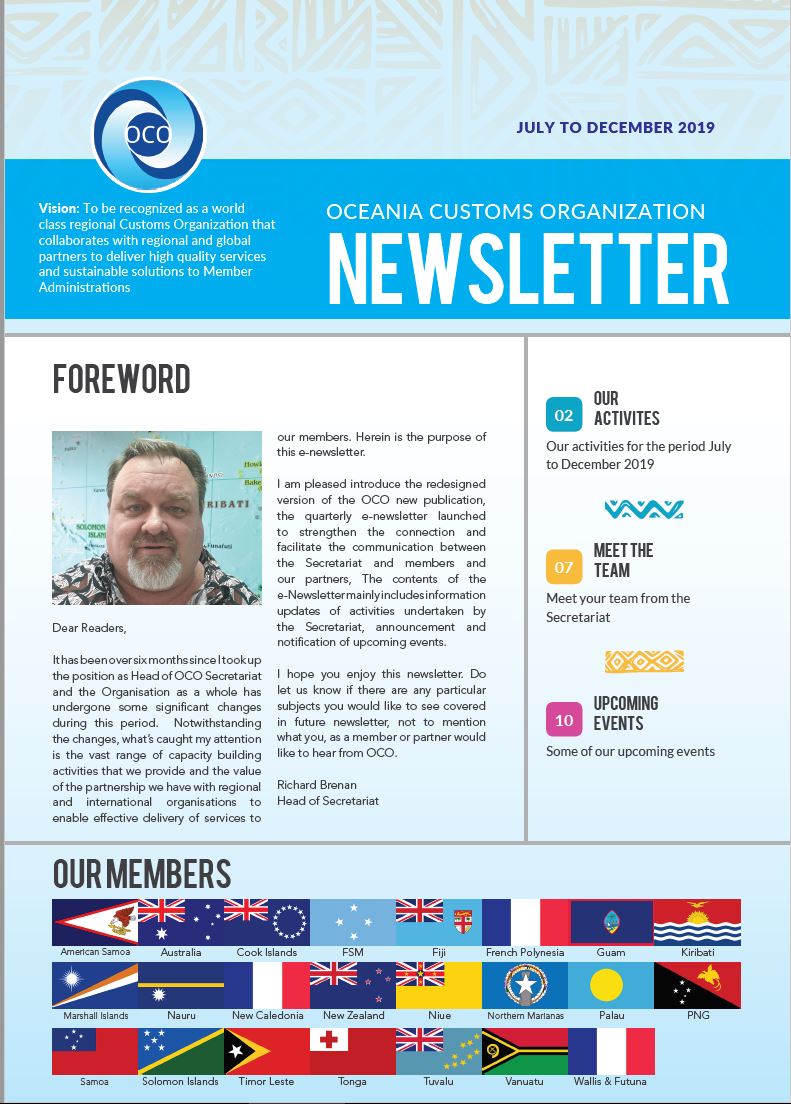 OCO E-NEWSLETTER ISSUE 1, 2020 - Oceania Customs Organisations