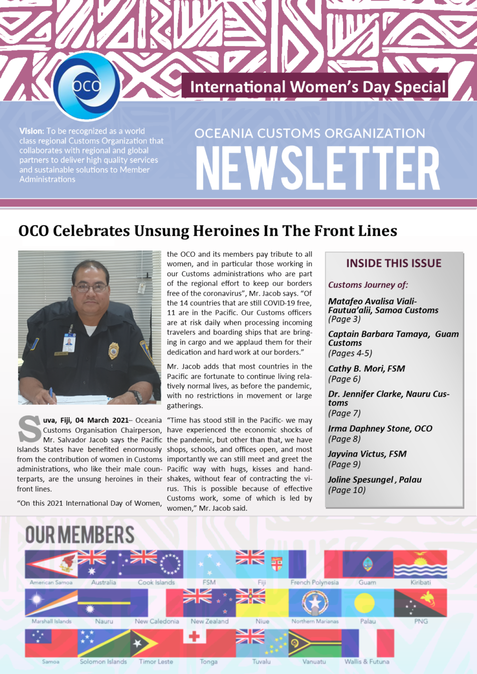 OCO NEWSLETTER - Women In Customs: Special Edition - Oceania Customs ...