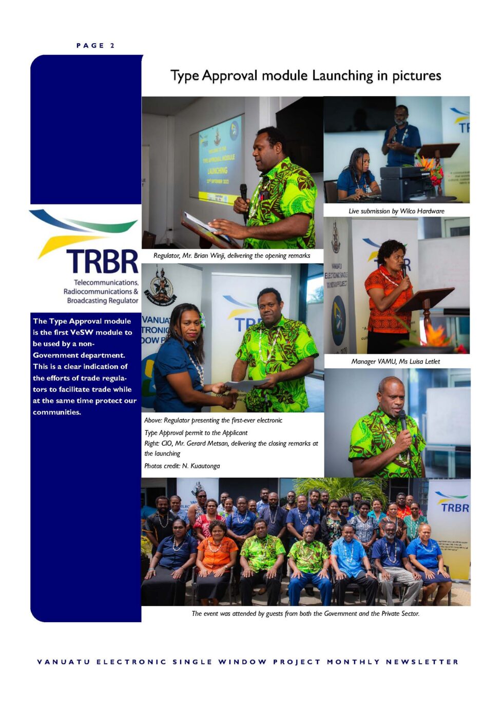 Vanuatu Electronic Single Window Project newsletter Issue 25/2022 ...