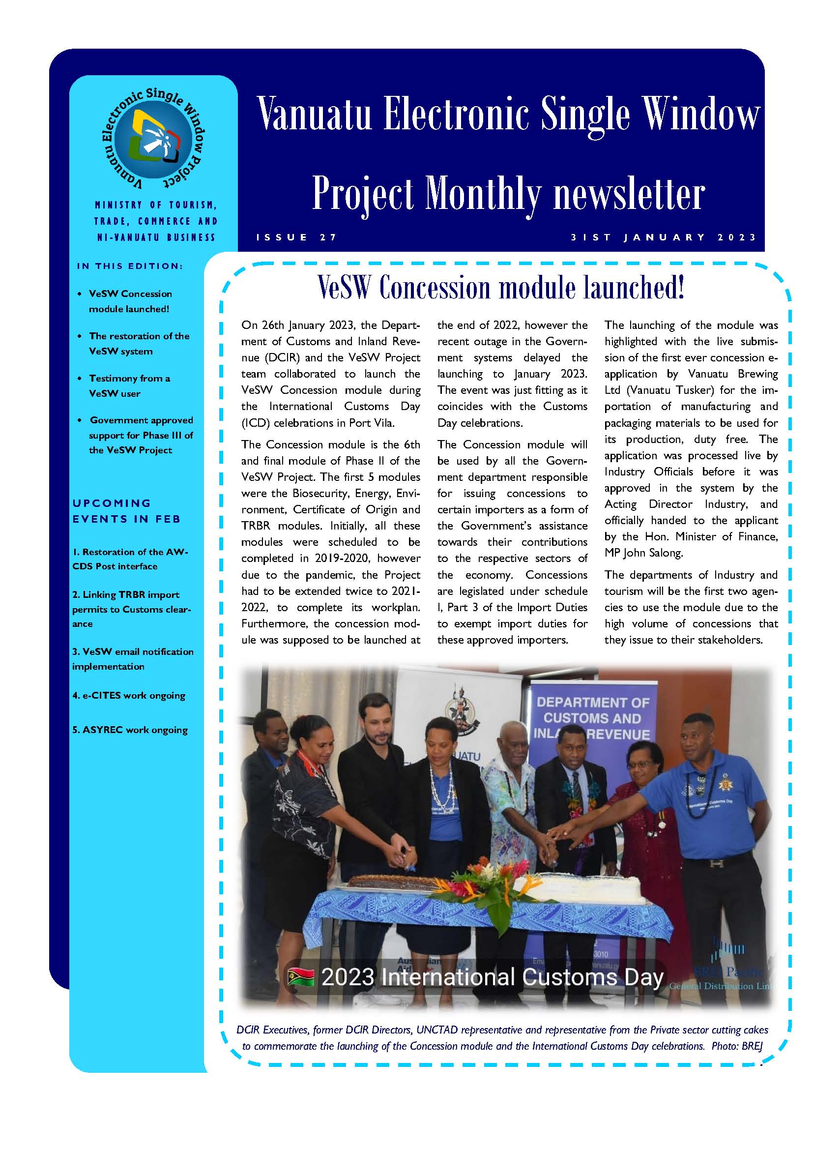 Vanuatu Electronic Single Window Project newsletter Issue 27/2023 ...